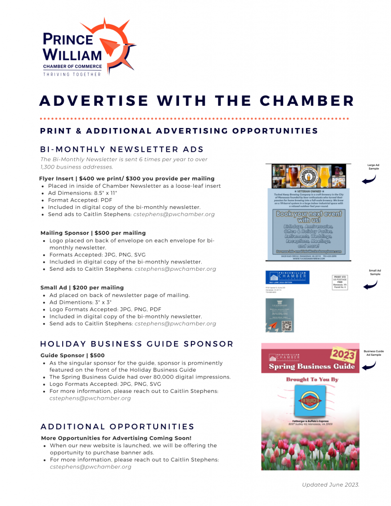 Promote Your Business With The Chamber - Prince William Chamber of Commerce